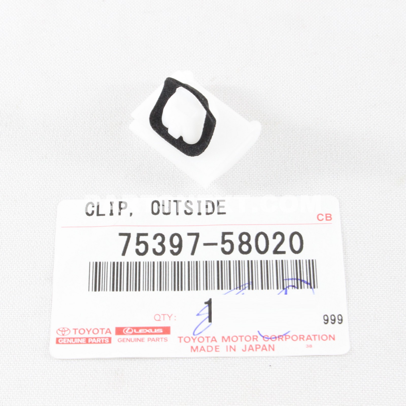 Toyota :: 75397-58020 CLIP, OUTSIDE MOULDING, NO.3