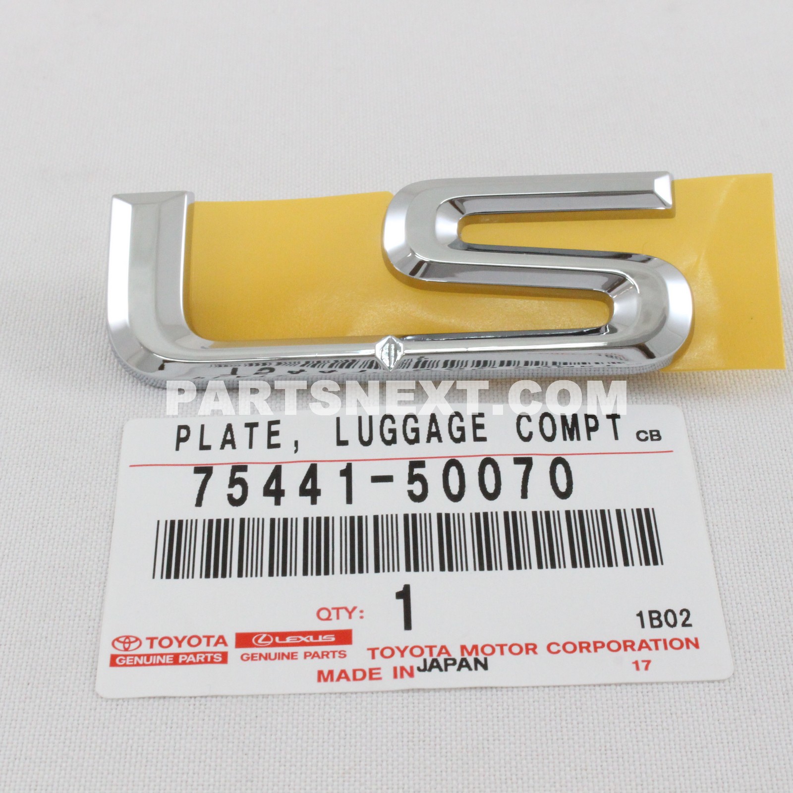 Toyota :: 75441-50070 PLATE, LUGGAGE COMPARTMENT DOOR NAME, NO.2