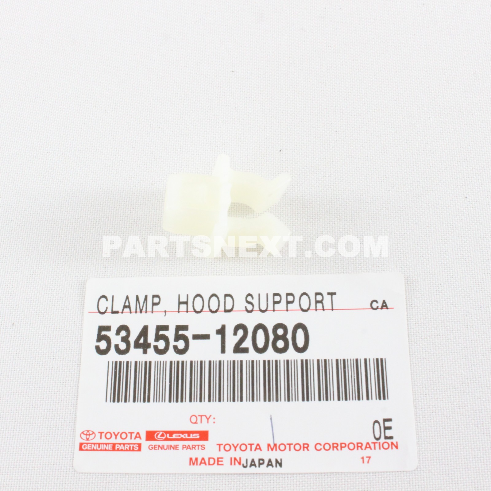 Toyota :: 53455-12080 CLAMP, HOOD SUPPORT ROD