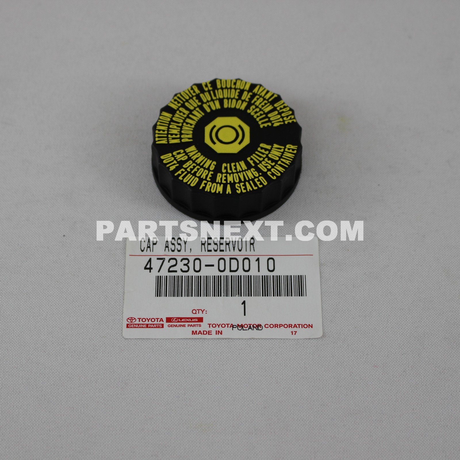 Toyota :: 47230-0D010 CAP ASSY, BRAKE MASTER CYLINDER RESERVOIR FILLER