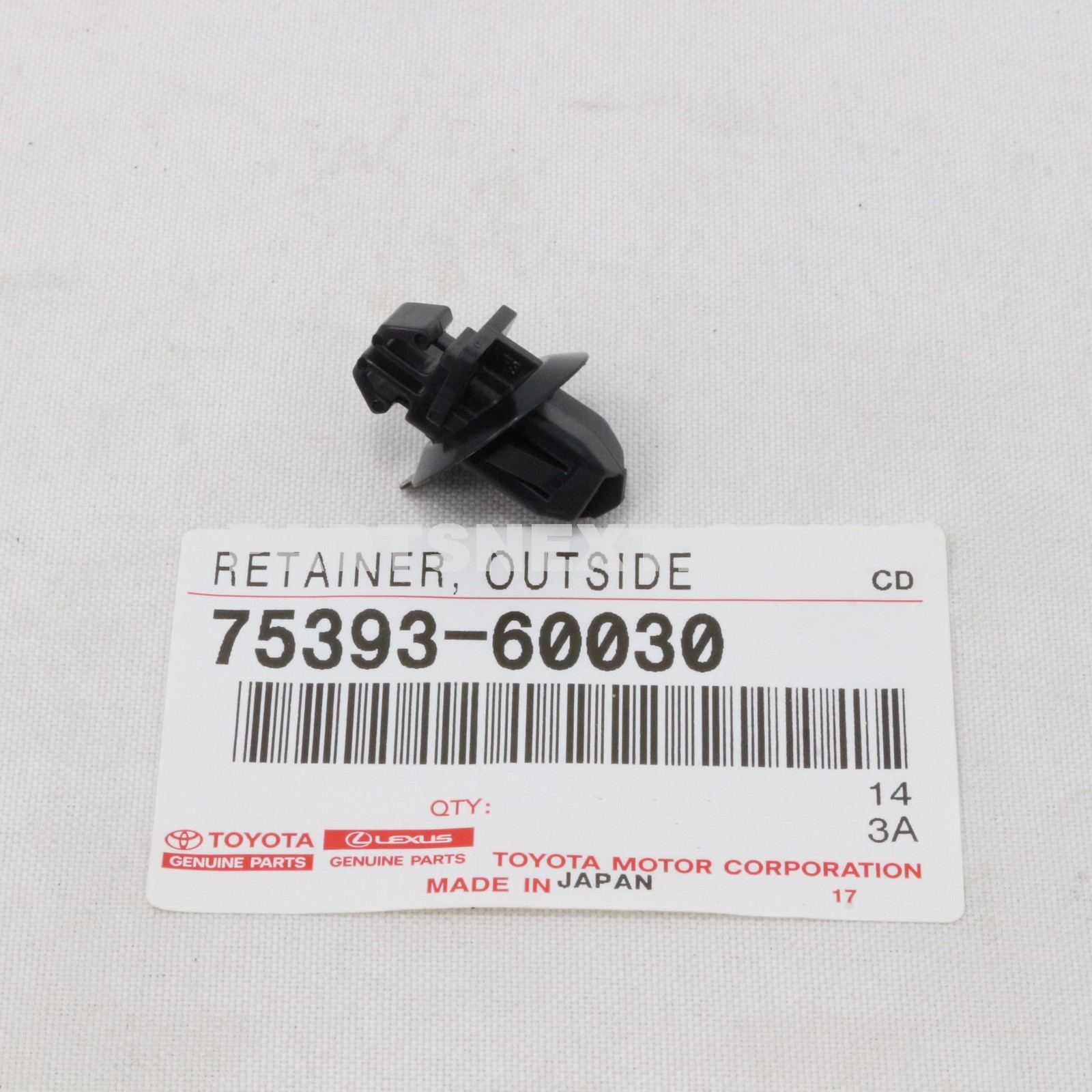 Toyota :: 75393-60030 RETAINER, OUTSIDE