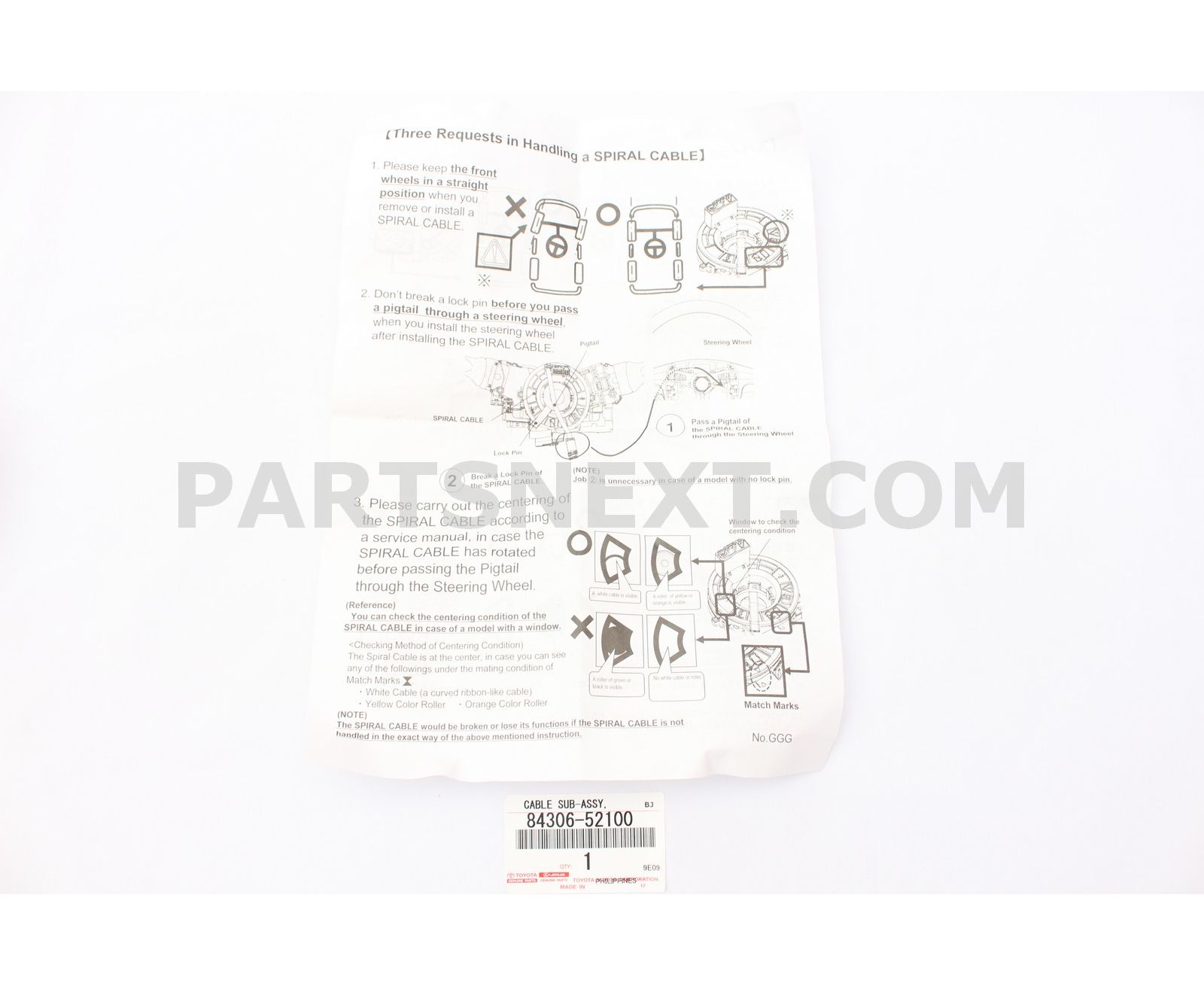 Toyota :: 84306-52100 CABLE SUB-ASSY, SPIRAL