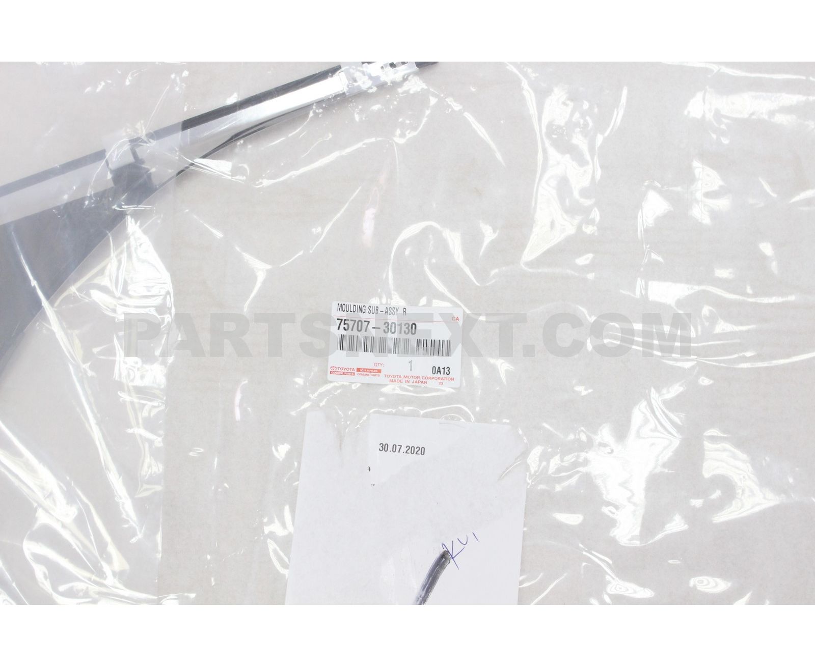 Toyota :: 75707-30130 MOULDING SUB-ASSY, REAR DOOR WINDOW FRAME, RH
