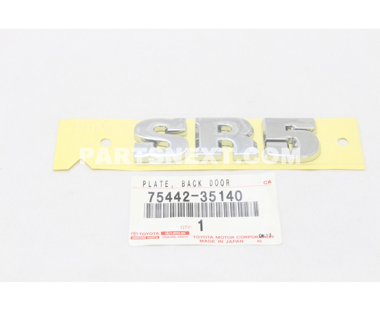 Toyota :: 75442-35140 PLATE, BACK DOOR NAME, NO.2