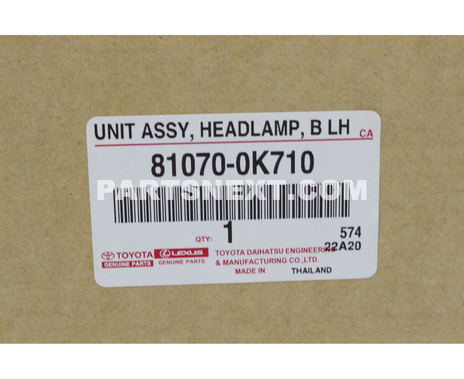 Toyota :: 81070-0K710 UNIT ASSY, HEADLAMP