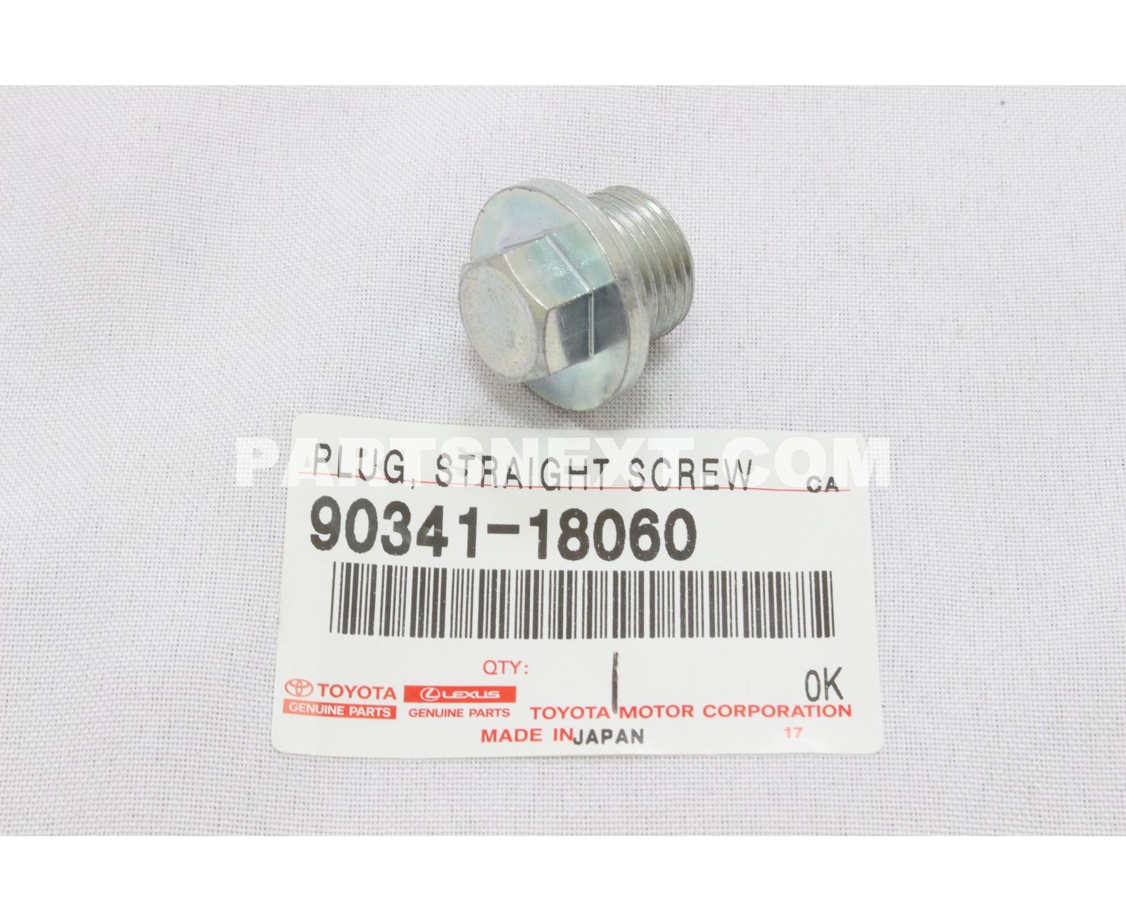 Toyota :: 90341-18060 PLUG (FOR FRONT DIFFERENTIAL FILLER)