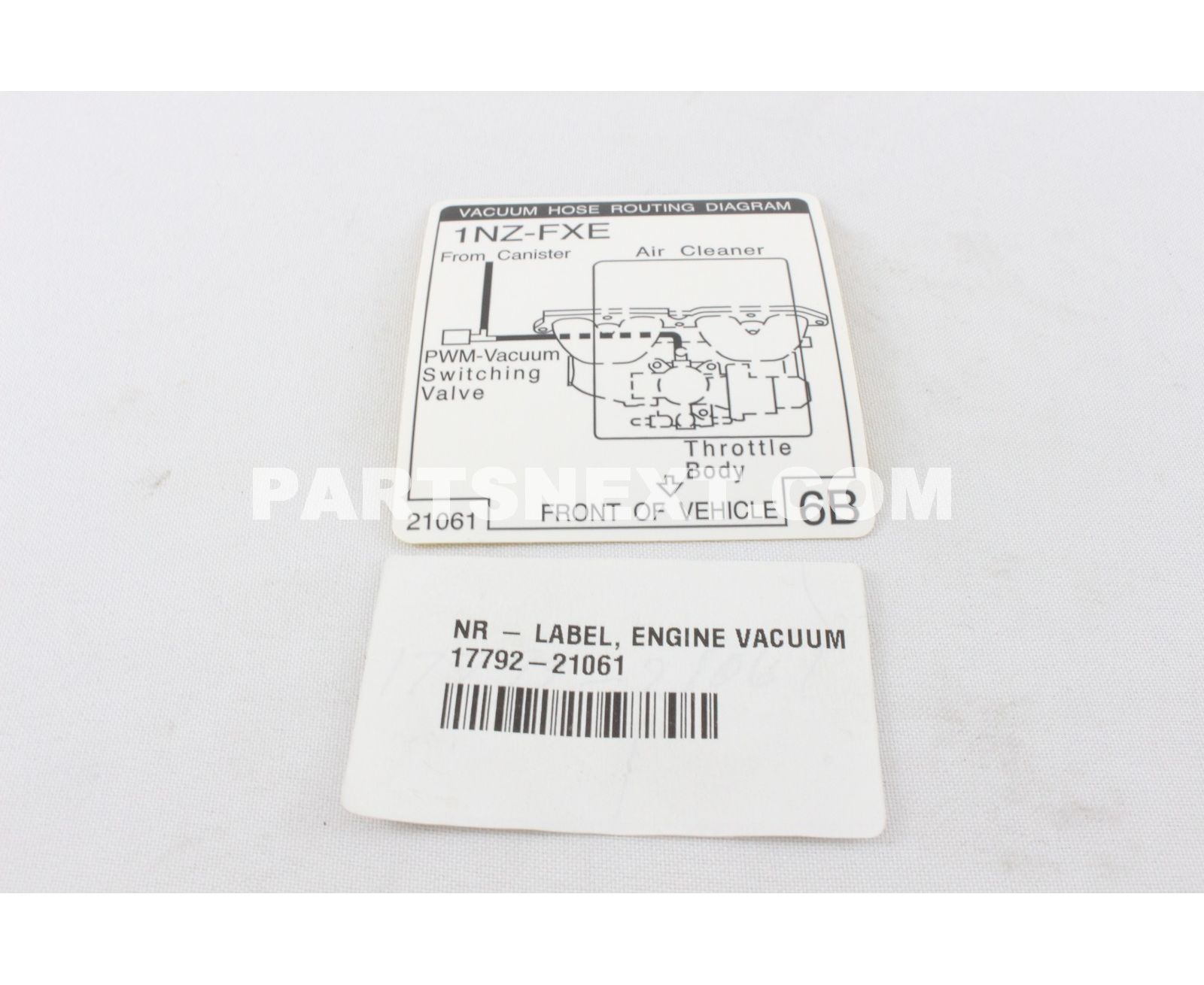 Toyota :: 17792-21061 LABEL, ENGINE VACUUM HOSE INFORMATION