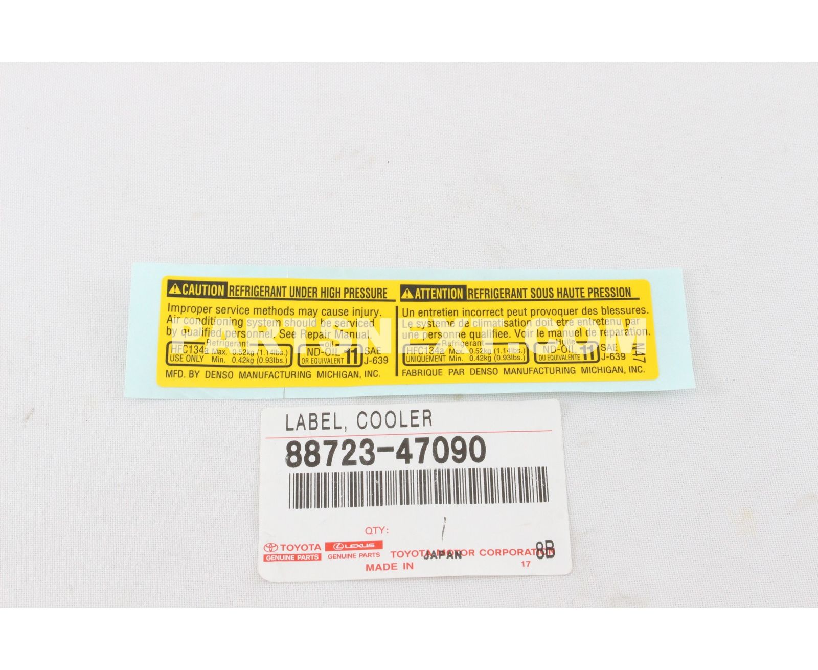 Toyota :: 88723-47090 LABEL, COOLER SERVICE CAUTION