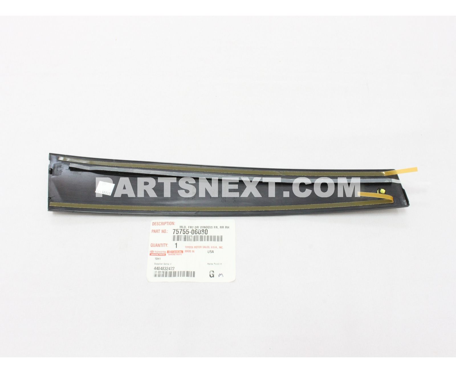 Toyota :: 75755-06080 MOULDING, FRONT DOOR WINDOW FRAME, REAR RH