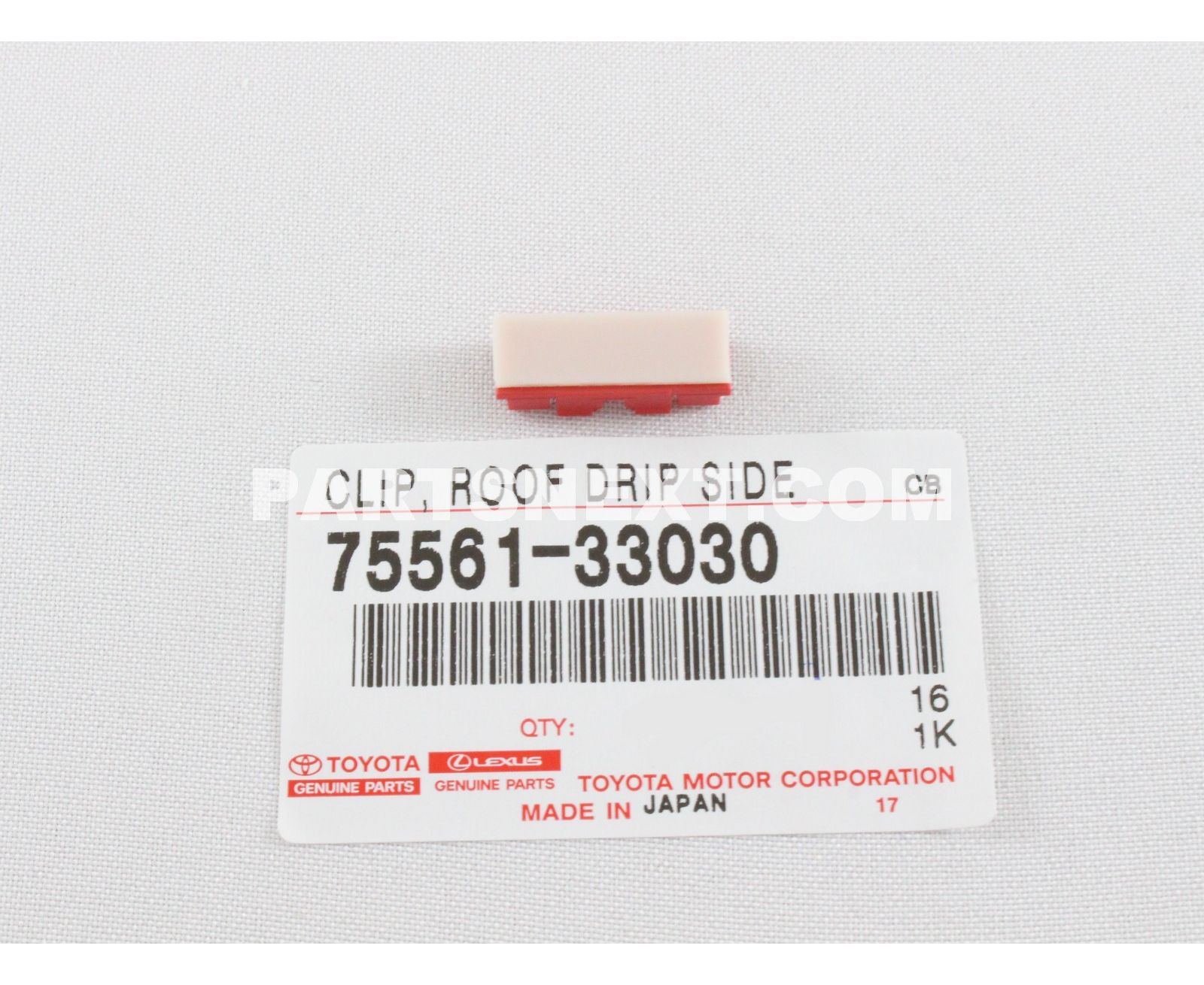 Toyota :: 75561-33030 CLIP, ROOF DRIP SIDE FINISH MOULDING