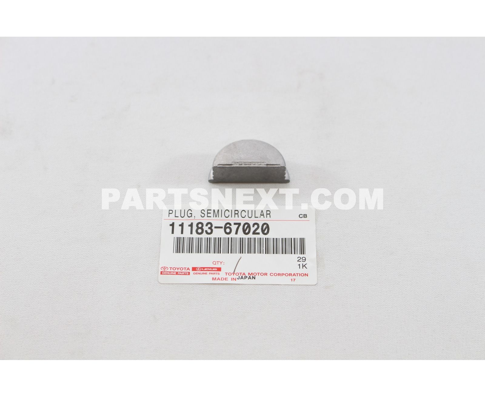 Toyota :: 11183-67020 PLUG, SEMICIRCULAR