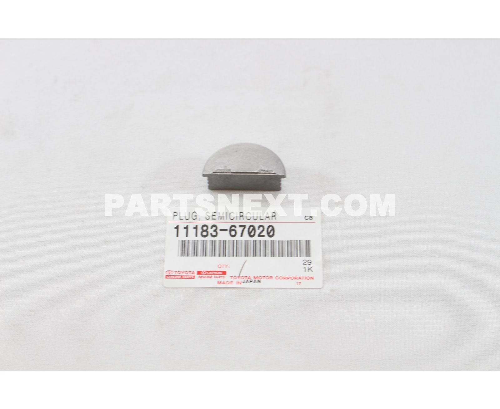 Toyota :: 11183-67020 PLUG, SEMICIRCULAR