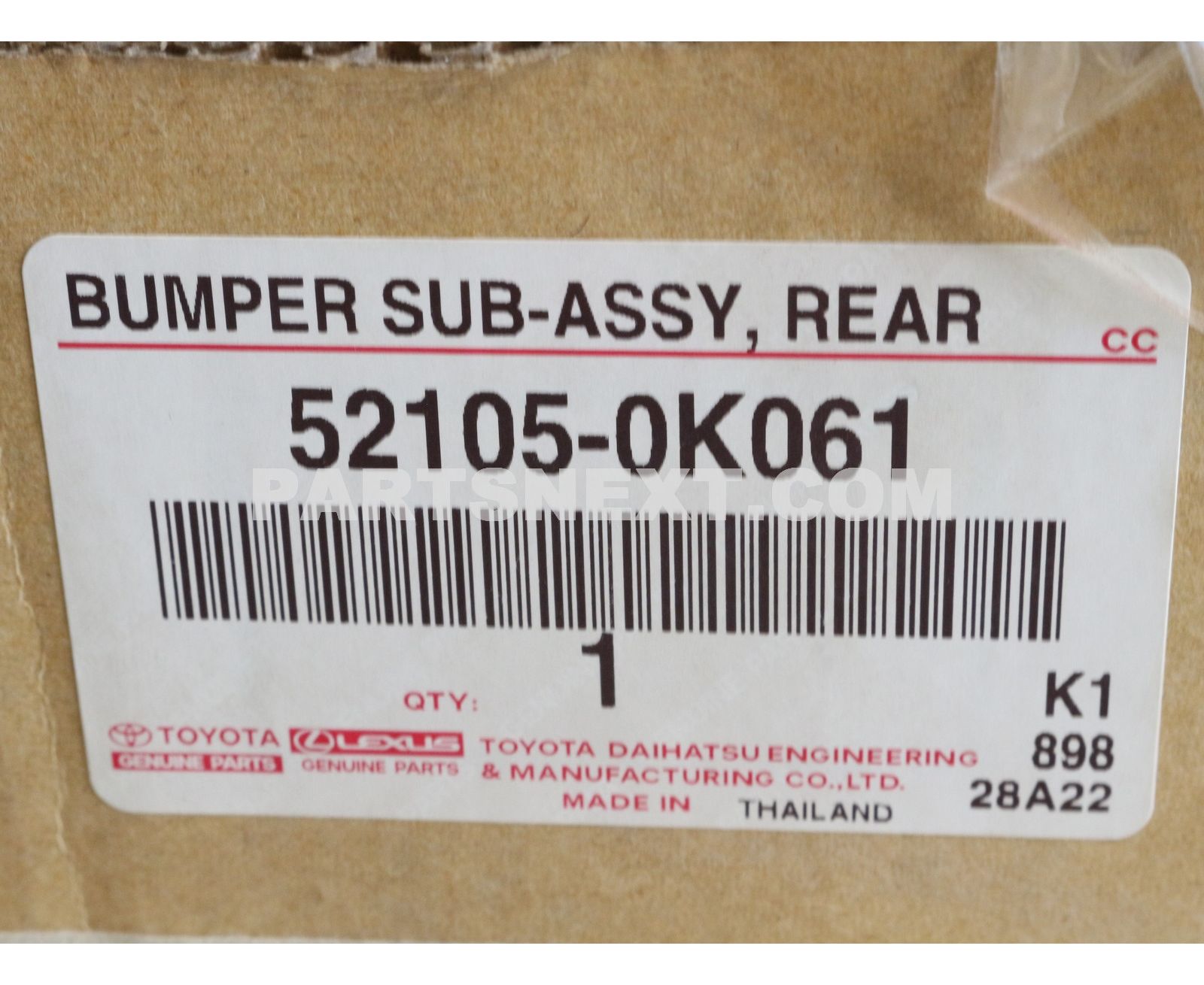 Toyota :: 52105-0K061 BAR, REAR BUMPER