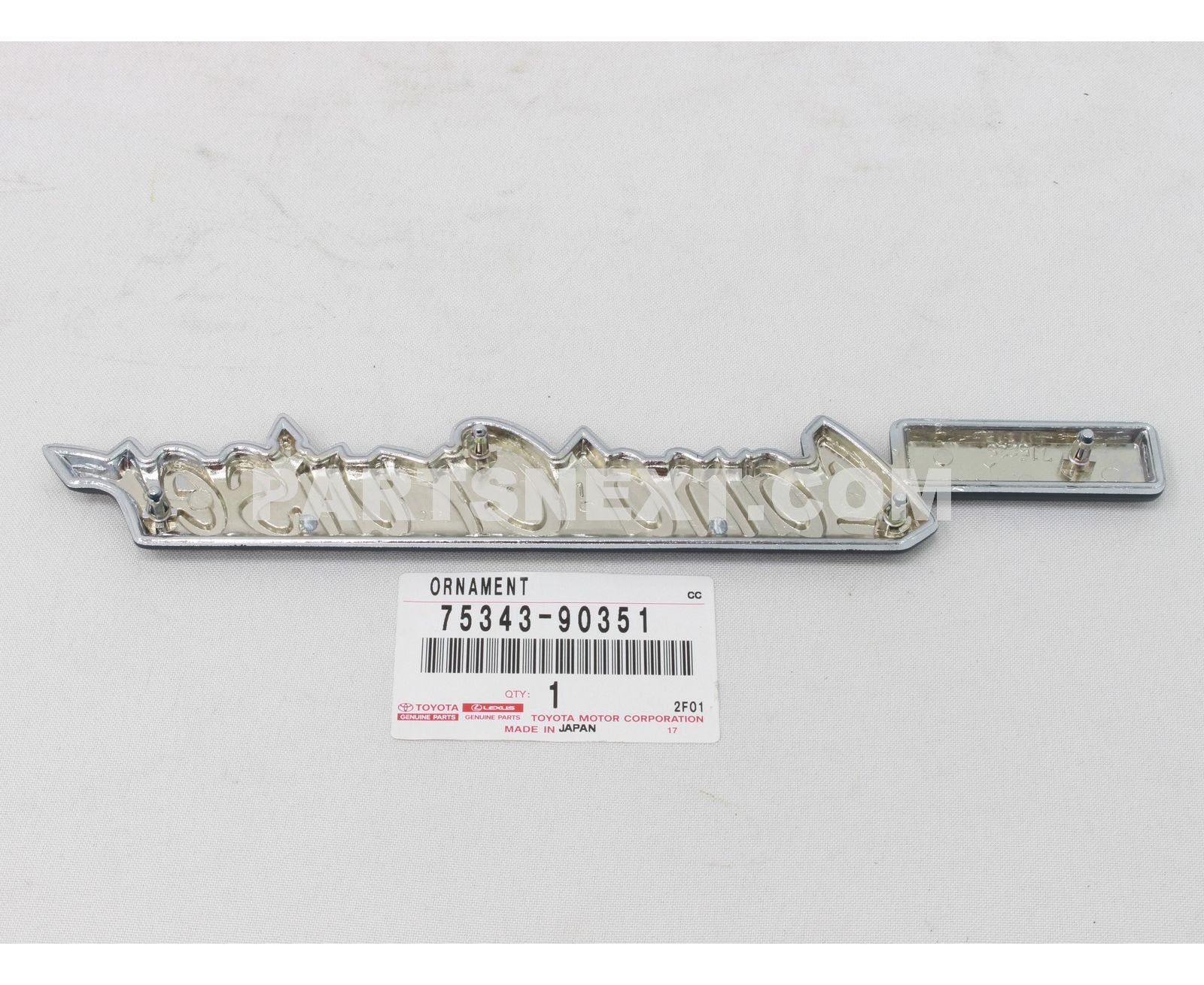 Toyota :: 75343-90351 PLATE, FRONT FENDER NAME, NO.1 (MODEL MARK)