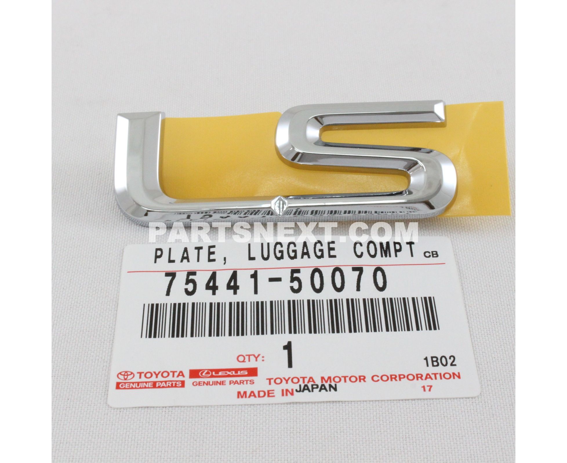 Toyota :: 75441-50070 PLATE, LUGGAGE COMPARTMENT DOOR NAME, NO.2