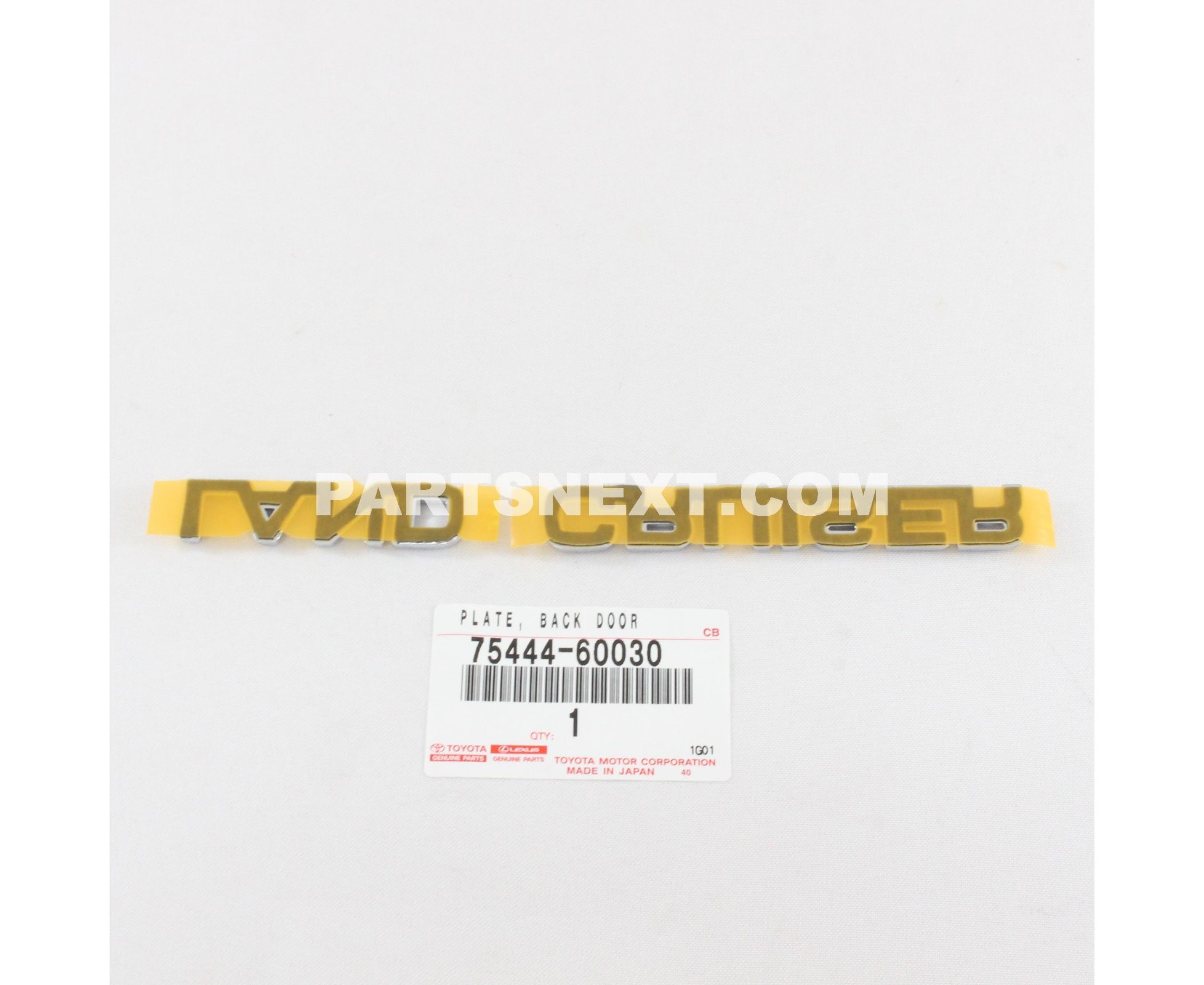 Toyota :: 75444-60030 PLATE, BACK DOOR NAME, NO.4