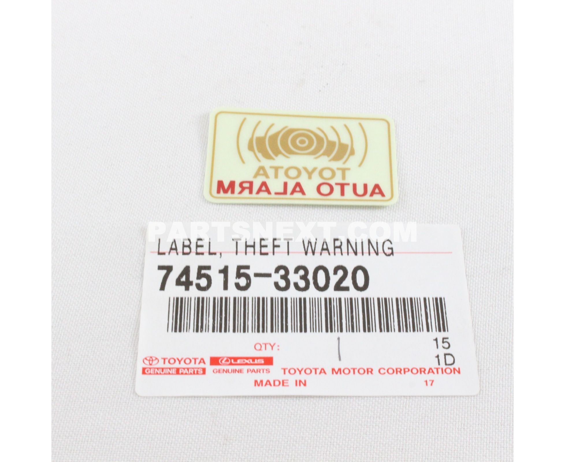 Toyota :: 74515-33020 LABEL, THEFT WARNING INFORMATION