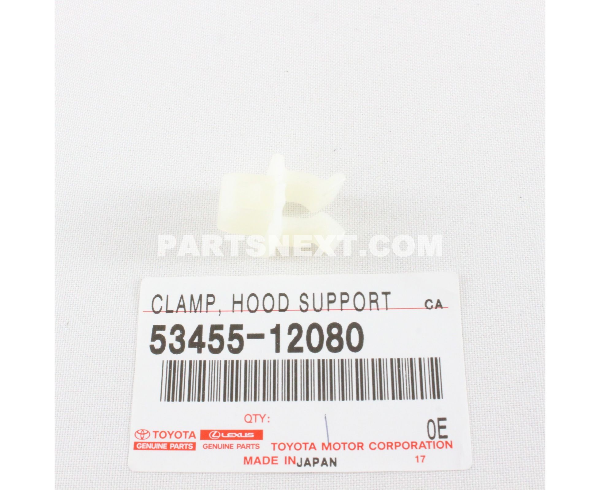 Toyota :: 53455-12080 CLAMP, HOOD SUPPORT ROD