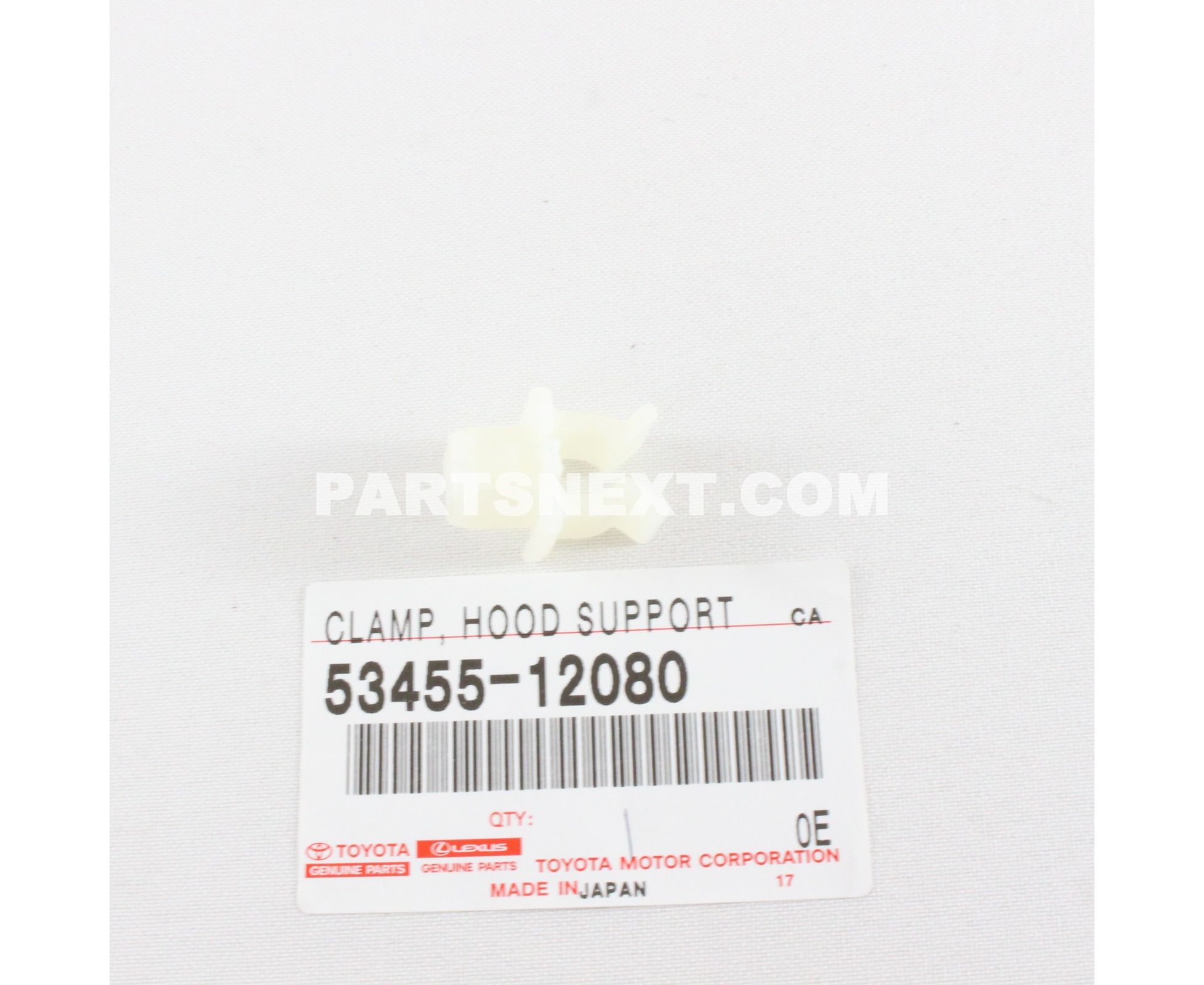 Toyota :: 53455-12080 CLAMP, HOOD SUPPORT ROD