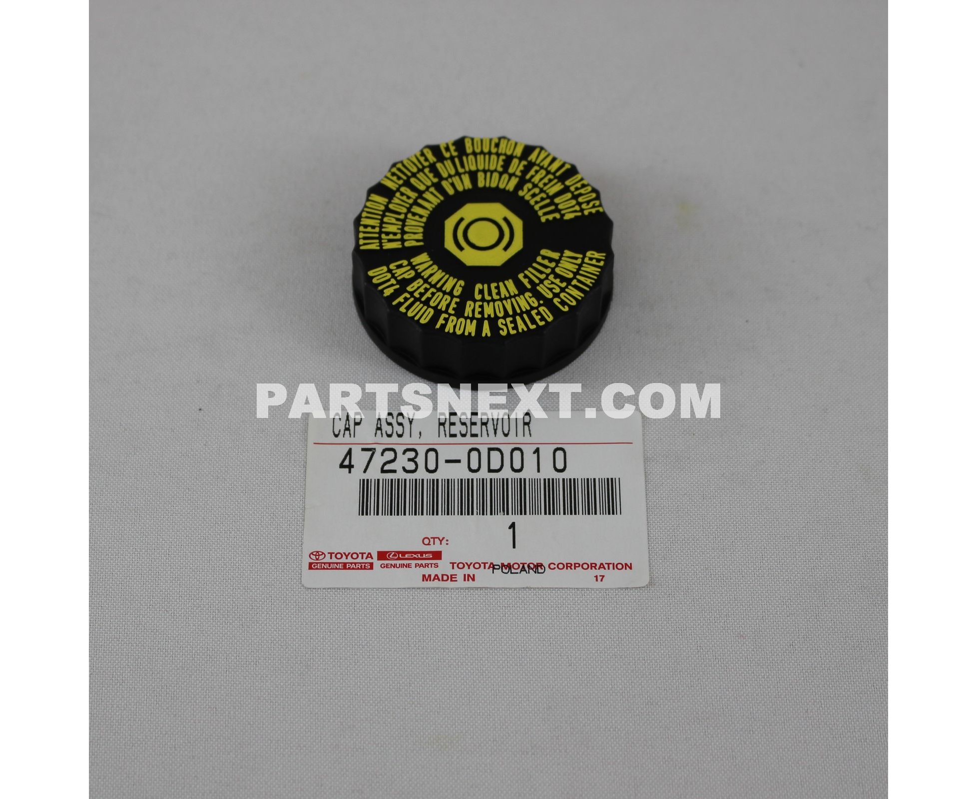 Toyota :: 47230-0D010 CAP ASSY, BRAKE MASTER CYLINDER RESERVOIR FILLER