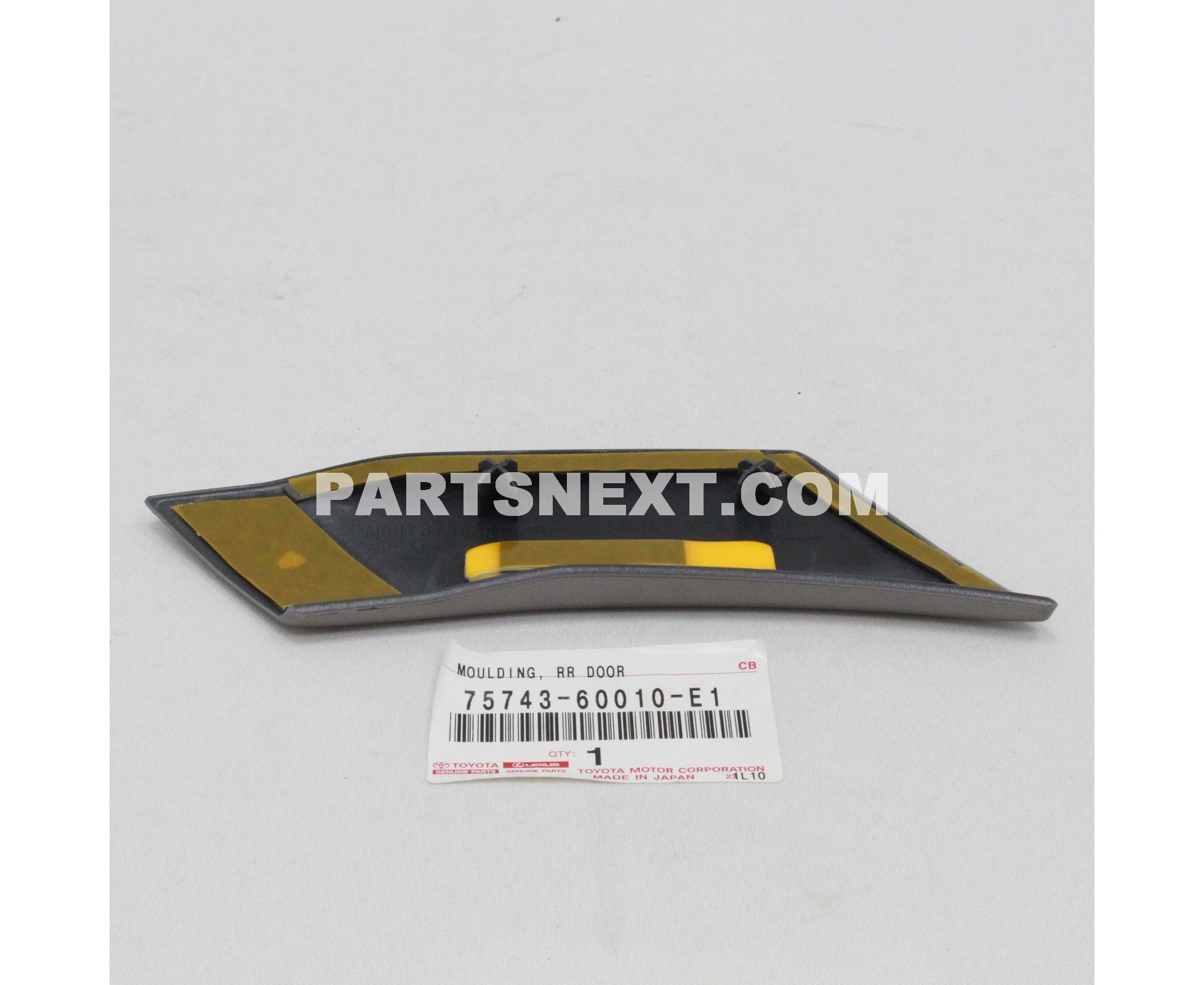 Toyota :: 75743-60010-E1 MOULDING, REAR DOOR, OUTSIDE UPPER REAR RH
