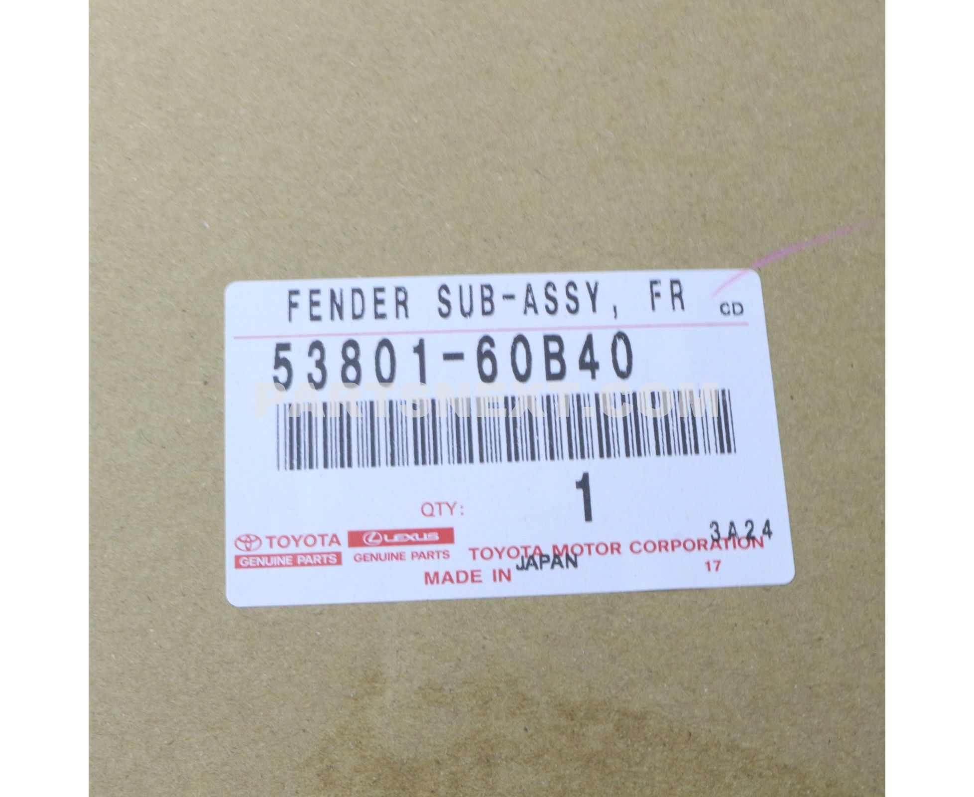 Toyota :: 53801-60B40 FENDER SUB-ASSY, FRONT RH