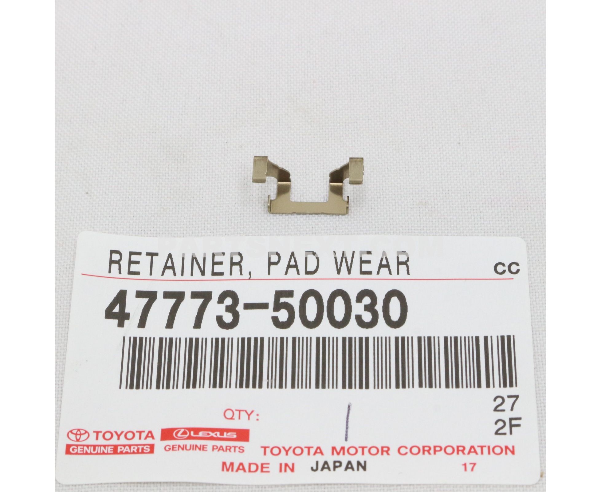 Toyota :: 47773-50030 RETAINER, PAD WEAR INDICATOR