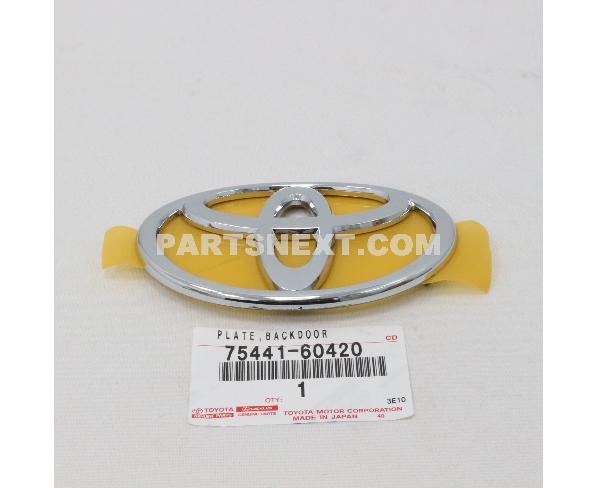 Toyota :: 75441-60420 PLATE, BACK DOOR NAME, NO.1